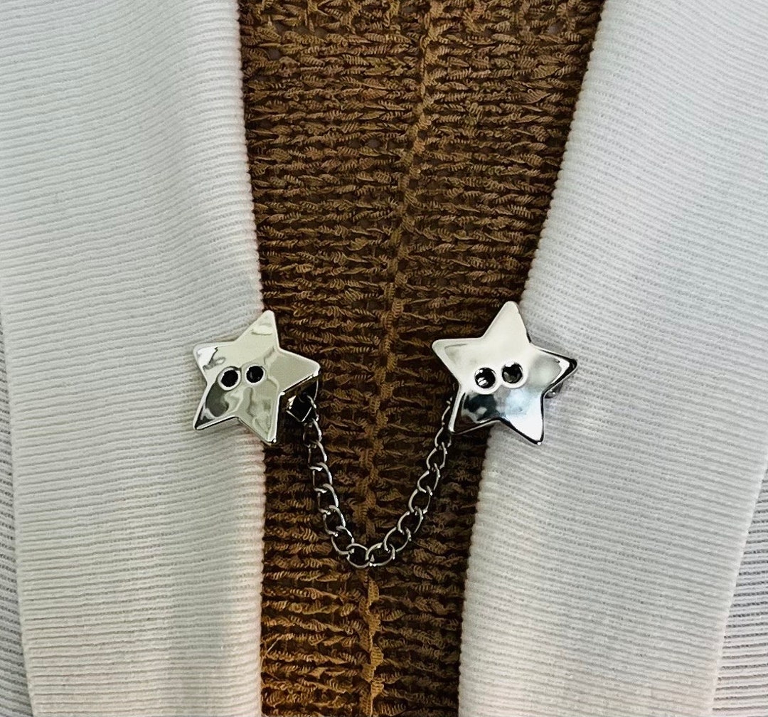 Sweater Clips Star Cardigan Clasp for Sweater Clip Button Silver Kimono ...