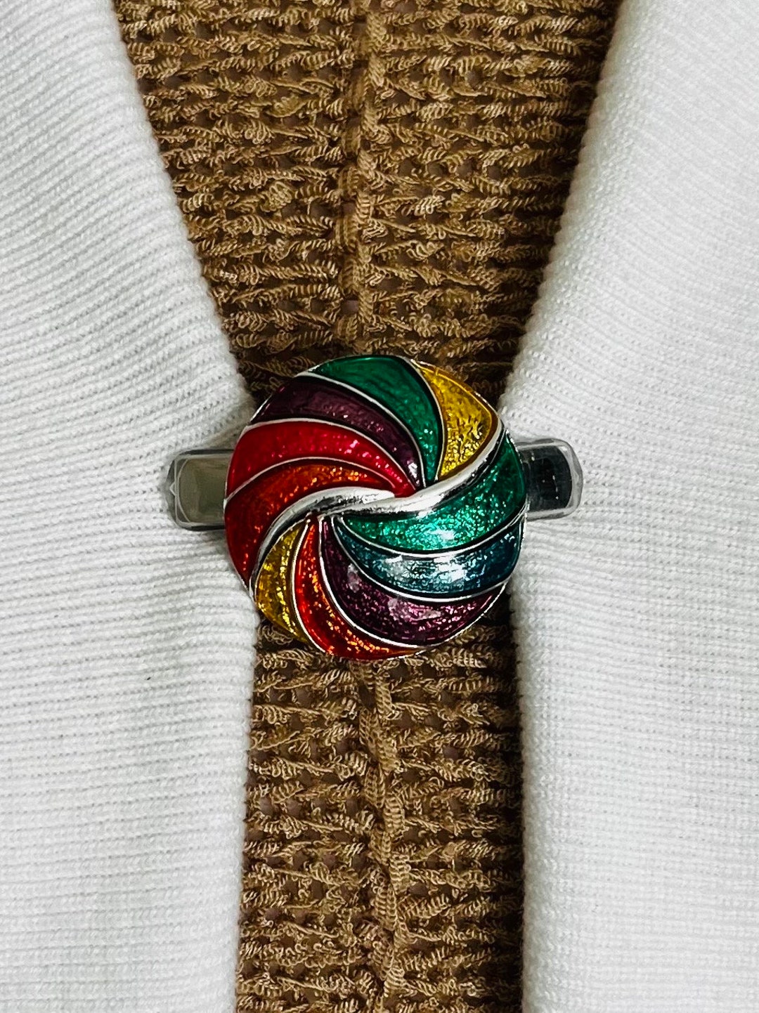 Sweater Clips Colorful Spiral Medallion Cardigan Clasp Minimalist ...