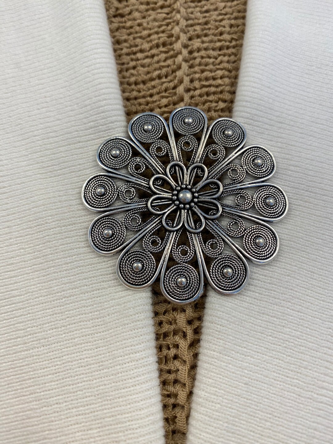 Sweater Clips Large Swirl Silver Flower Clip Celtic Sweater Clip ...