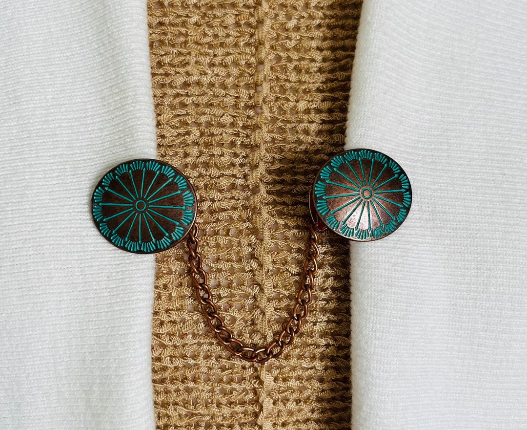 Sweater Clips Copper Chain Sweater Clip Southwestern Cardigan Clasp ...