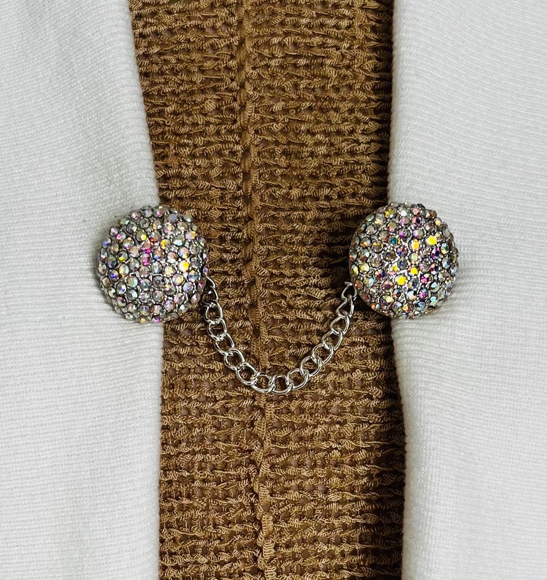 Sweater Clips Rhinestone Sweater Clip Round Chain Cardigan Clip Bridal ...