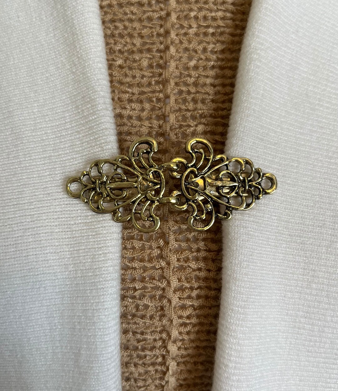 Sweater Clips Brushed Gold Floral Celtic Cardigan Clasp Bronze Sweater ...