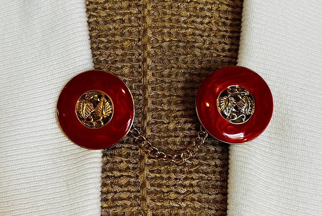 Sweater Clips Vintage Red Leaves Cardigan Clip for Sweater Clasp Cinch ...