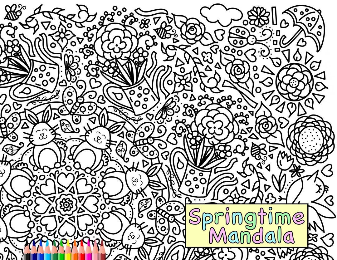 Springtime Mandala Coloring Page, Printout Download, Colouring Page ...