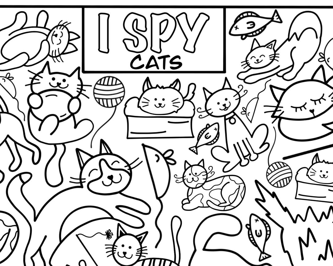 I Spy Cats Coloring Page, Printout Instant Download, Search and Count ...