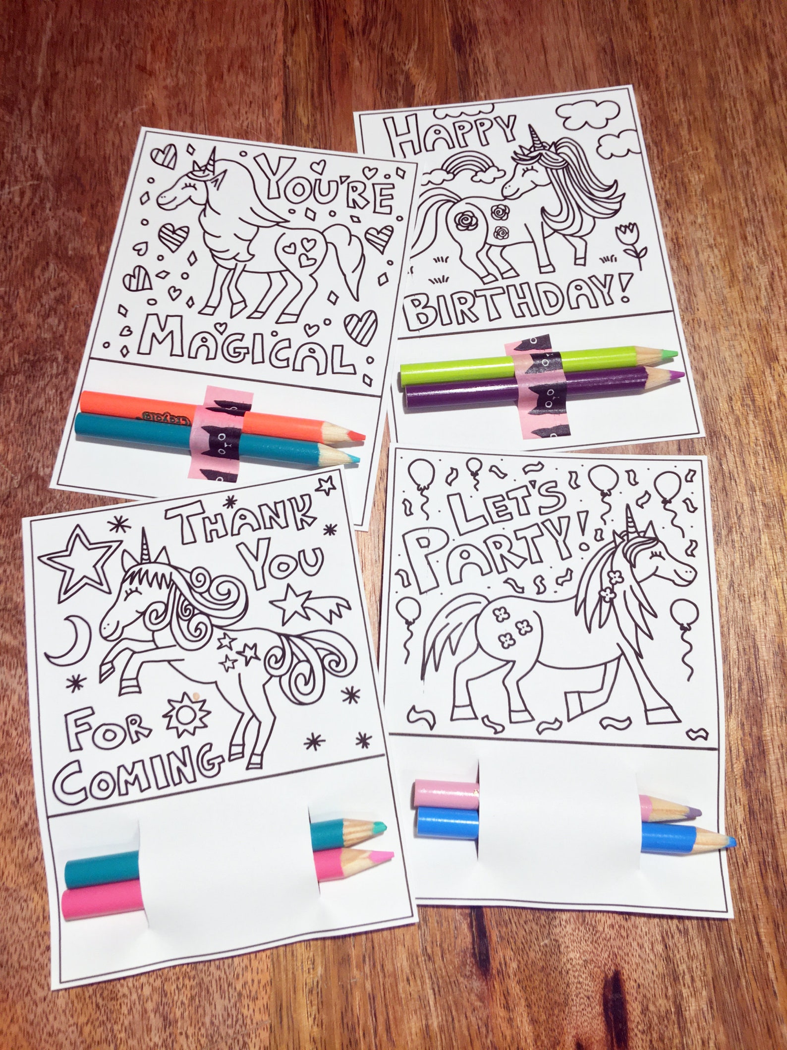 Printable Unicorn Coloring Birthday Party Favors: Kids Activity ...