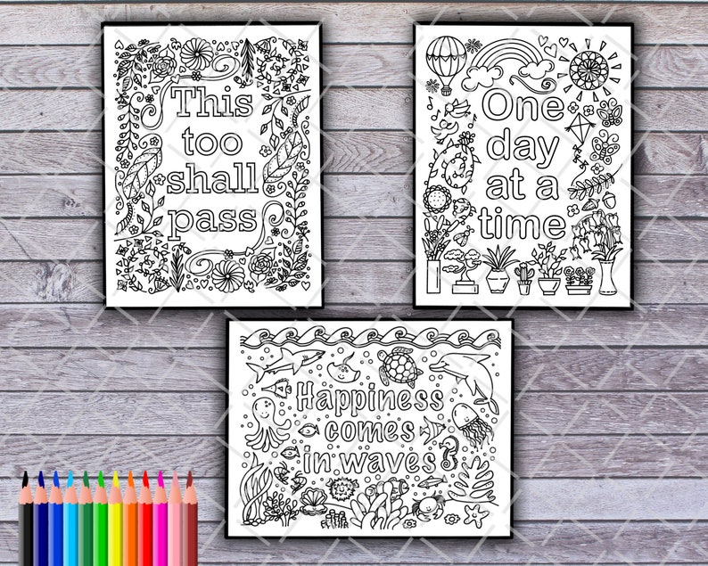 Motivational Coloring Pages: Set of 3 Affirmation Designs (digital ...