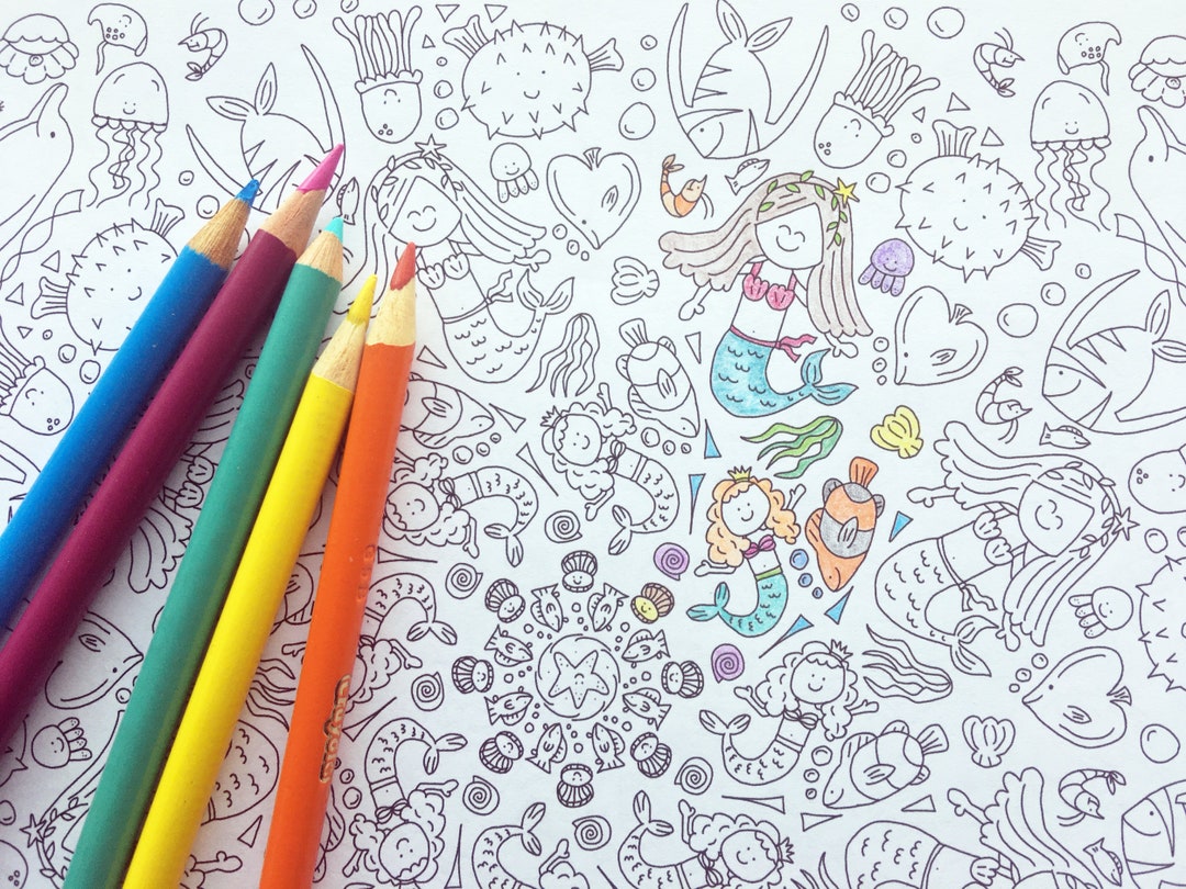 Mandala Coloring Page, Mermaids, Under the Sea, Adult Coloring ...