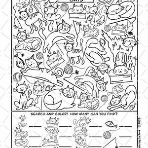 I Spy Cats Coloring Page: Search and Count Activity (digital Download ...