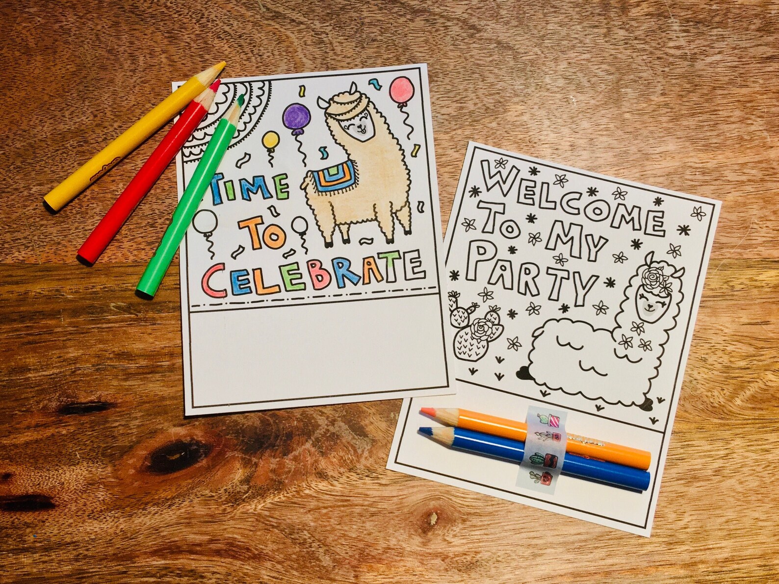 Printable Alpaca / Llama Coloring Birthday Party Favor, Coloring Page ...