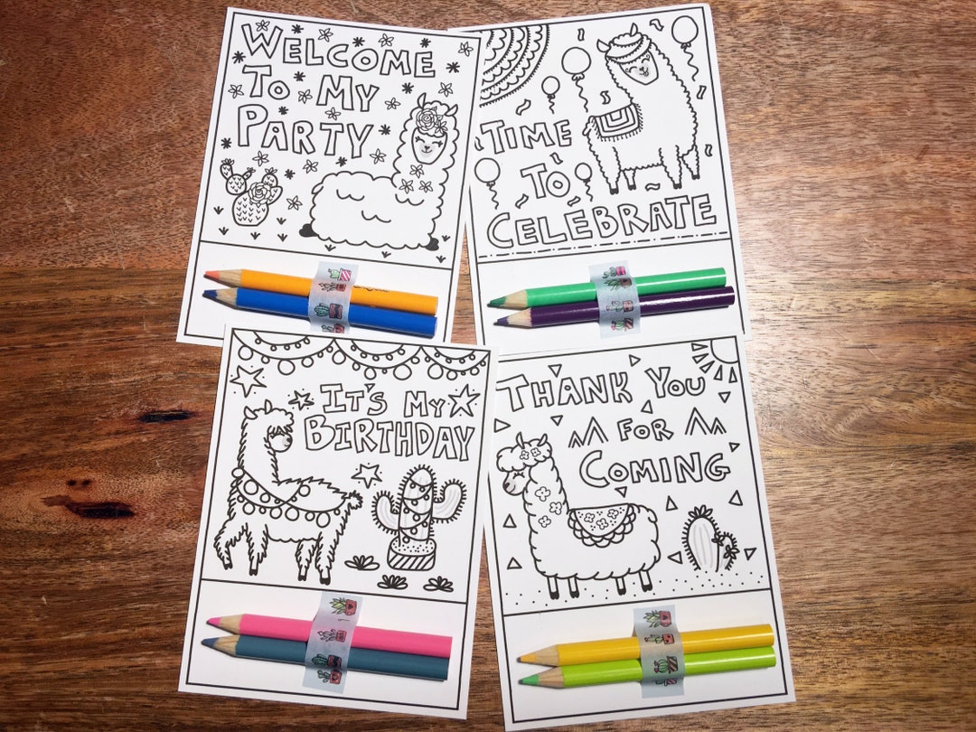 Printable Alpaca / Llama Coloring Birthday Party Favor, Coloring Page ...