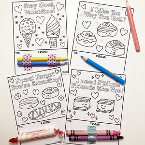 Sweet Treats Printable Valentine Cards, DIY Valentines, Desserts, 4 ...