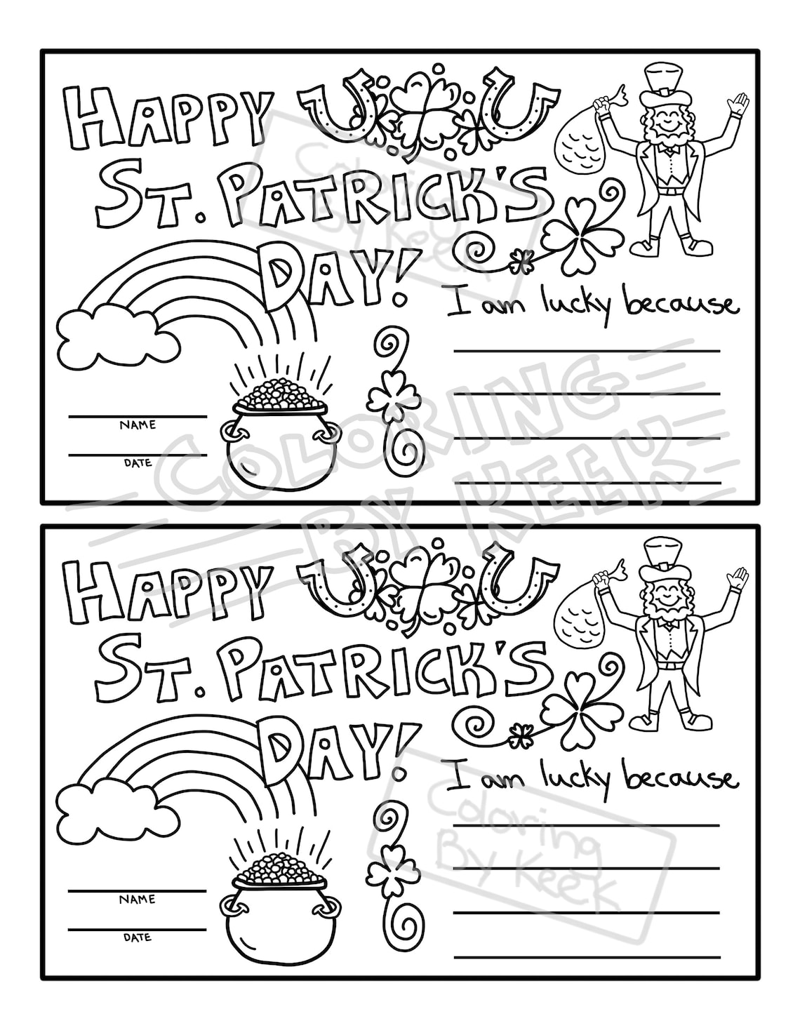 Saint Patrick’s Day Coloring Page Activity, Printable Download, Kids ...
