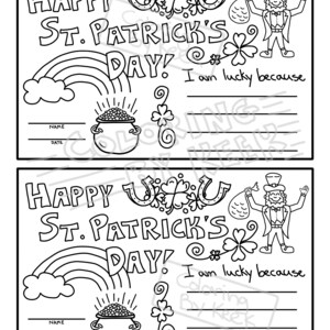 Saint Patrick’s Day Coloring Page Activity, Printable Download, Kids ...