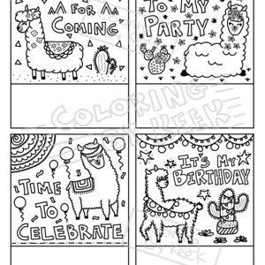 Printable Alpaca / Llama Coloring Birthday Party Favor, Coloring Page ...