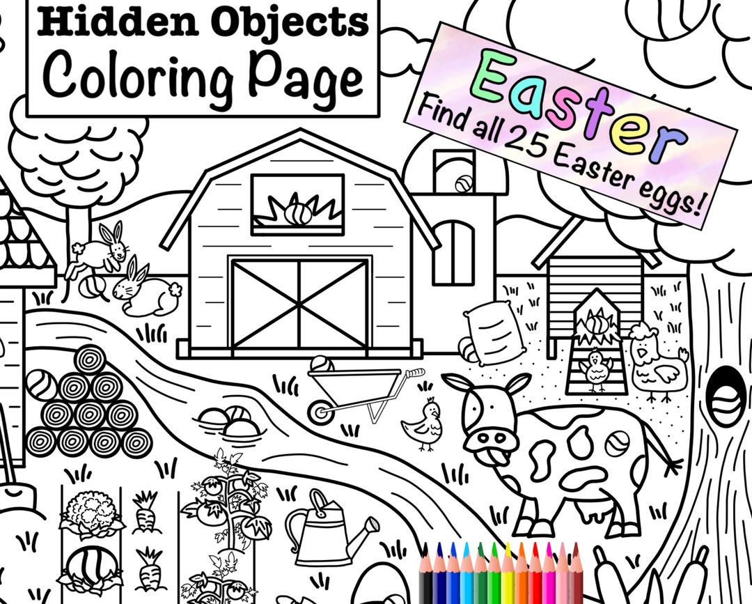 Easter Egg Search Coloring Page, Hidden Objects, Printout Download ...