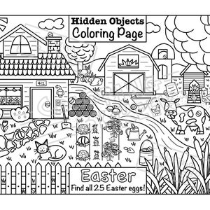 Easter Egg Search Coloring Page, Hidden Objects, Printout Download ...
