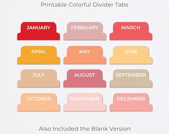 Earth Tone Palette Monthly Tabs, Colorful Printable Divider Tabs ...