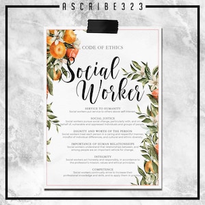 Social Worker Code of Ethics Print, Medical Social Worker, Case Manager ...