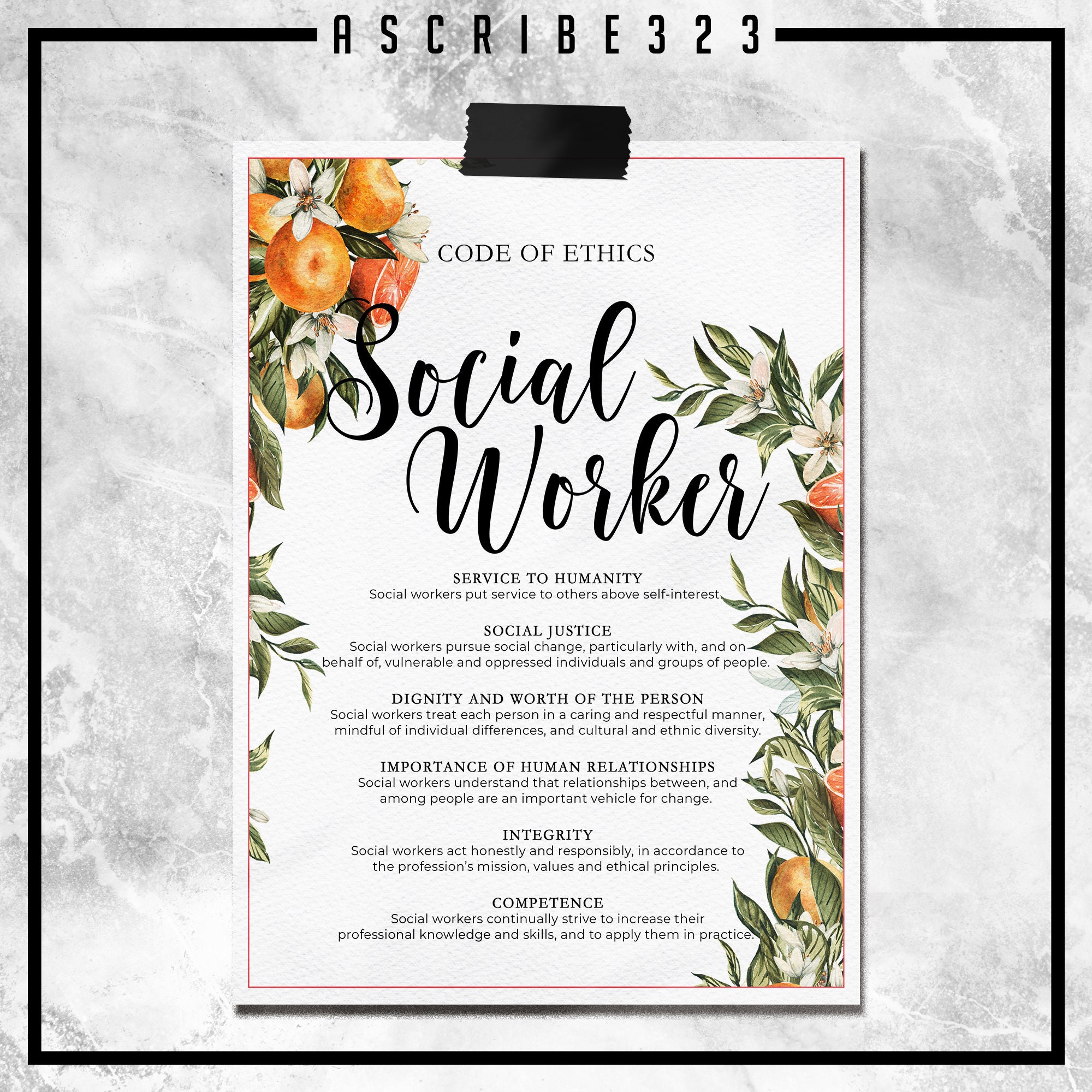 Social Worker Code of Ethics Print Medical Social Worker - Etsy