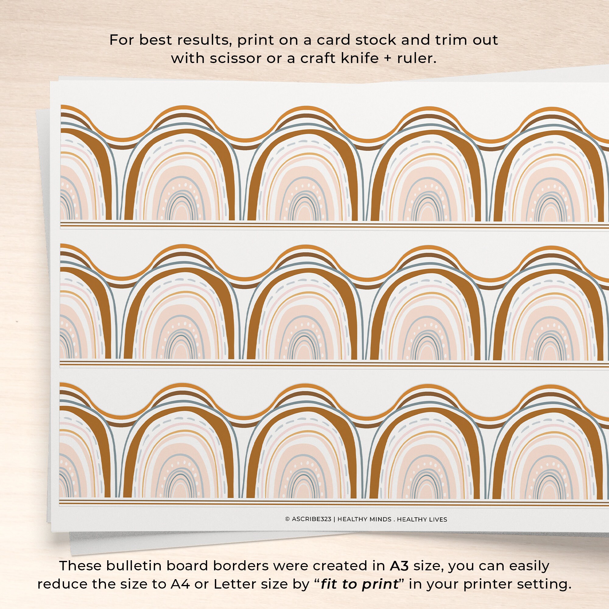 Boho Rainbows Classroom Bulletin Board Borders | 5 Designs | Neutral ...