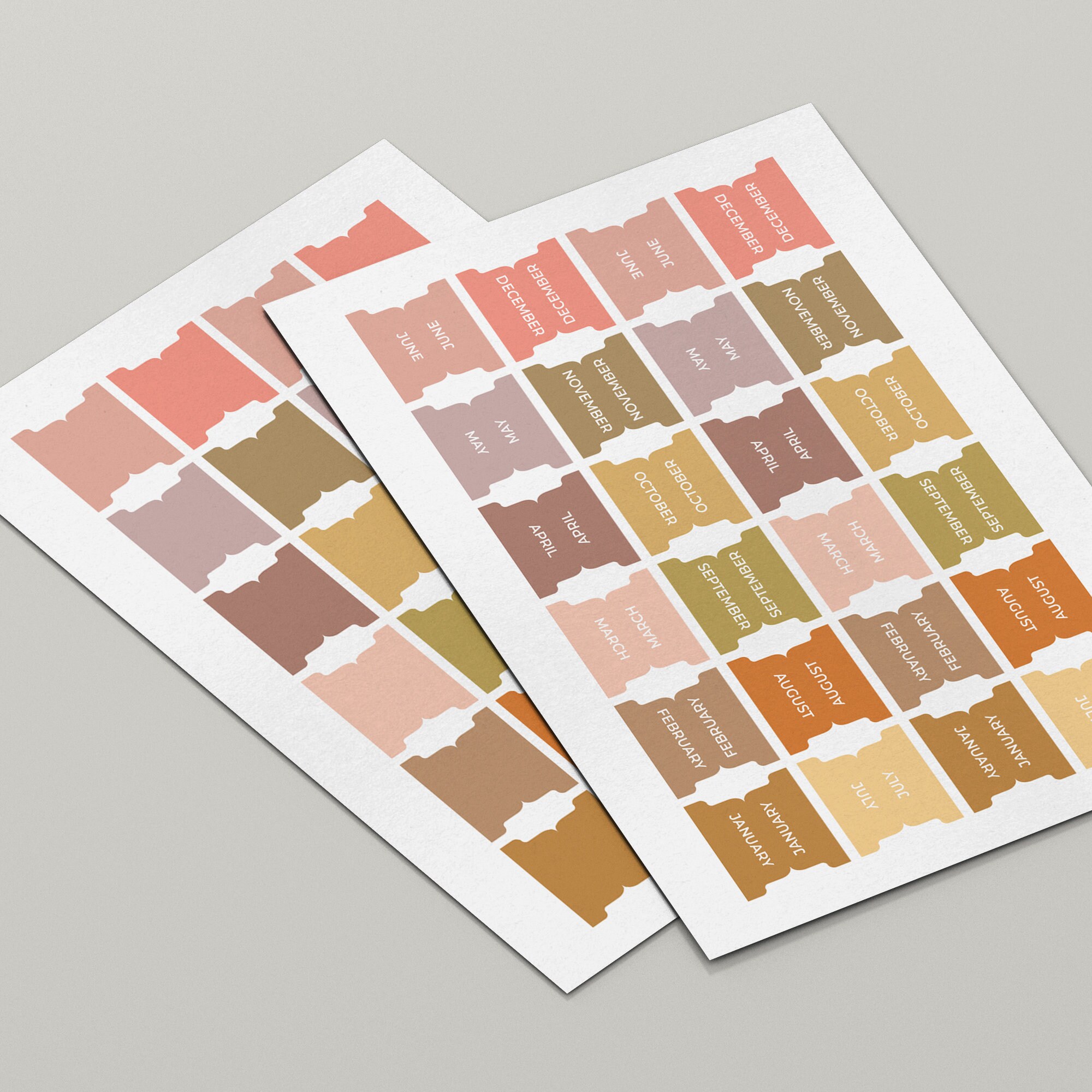Earth Tone Palette Monthly Tabs, Colorful Printable Divider Tabs ...