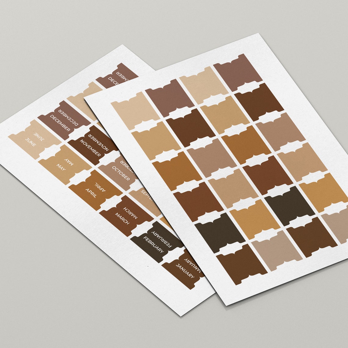 Coffee Palette Printable Monthly Tabs Colorful Divider Tabs | Etsy