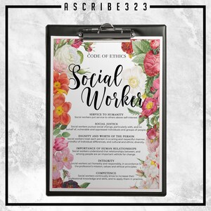 Social Worker Code of Ethics, Social Work Gift, Social Worker Poster ...