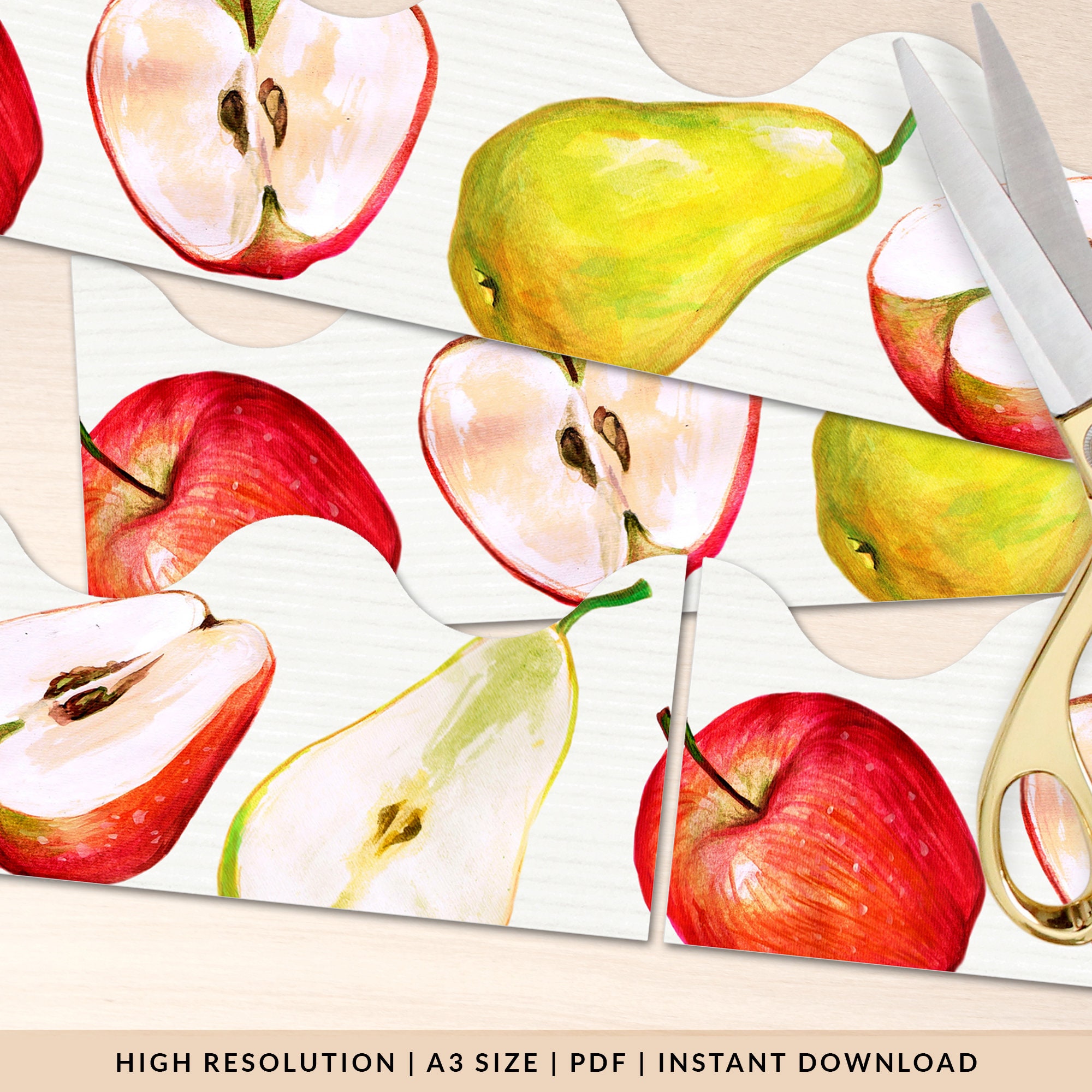 So Fruity Bulletin Board Borders | 5 Designs | Banana, Apple, Cherry ...