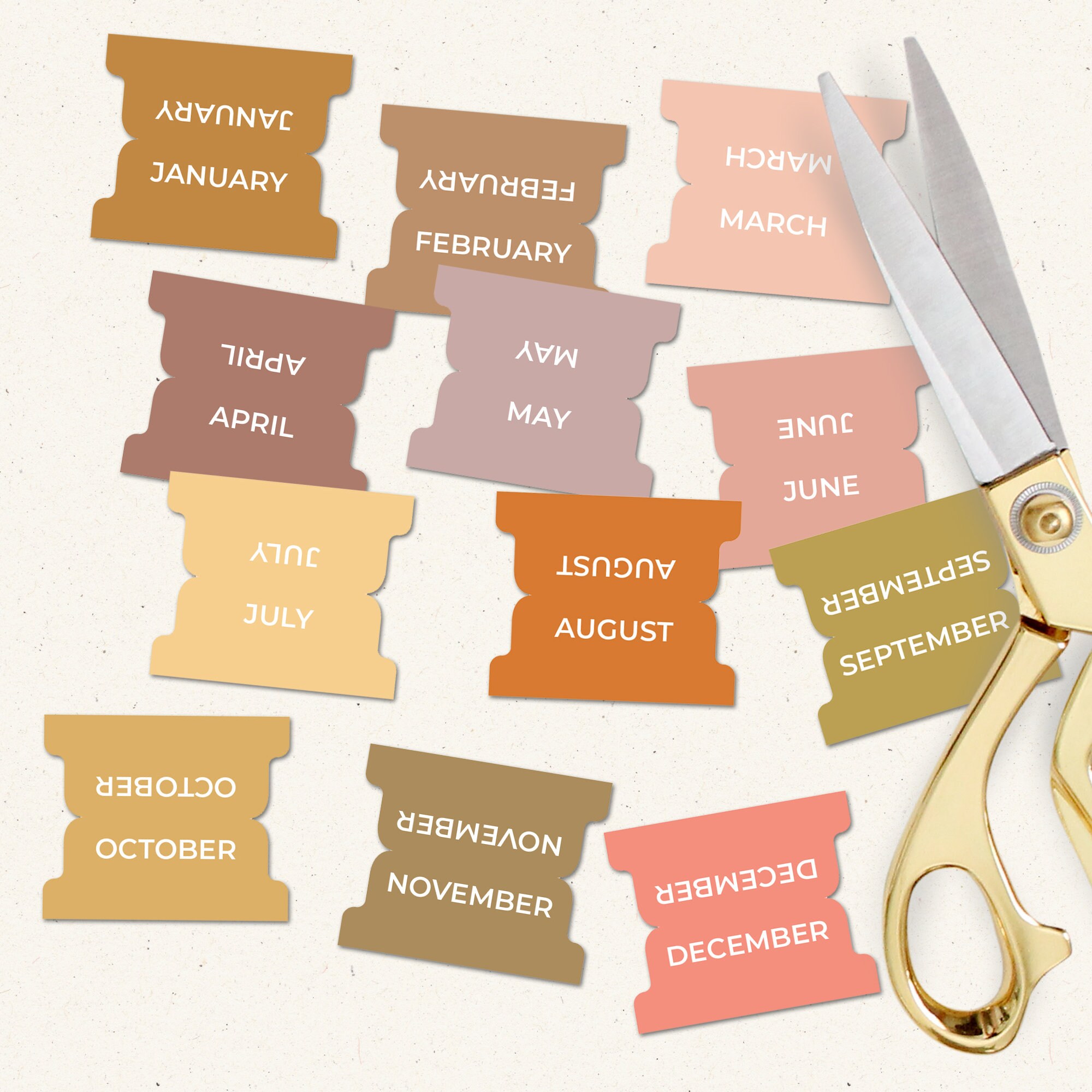 Earth Tone Palette Monthly Tabs, Colorful Printable Divider Tabs ...