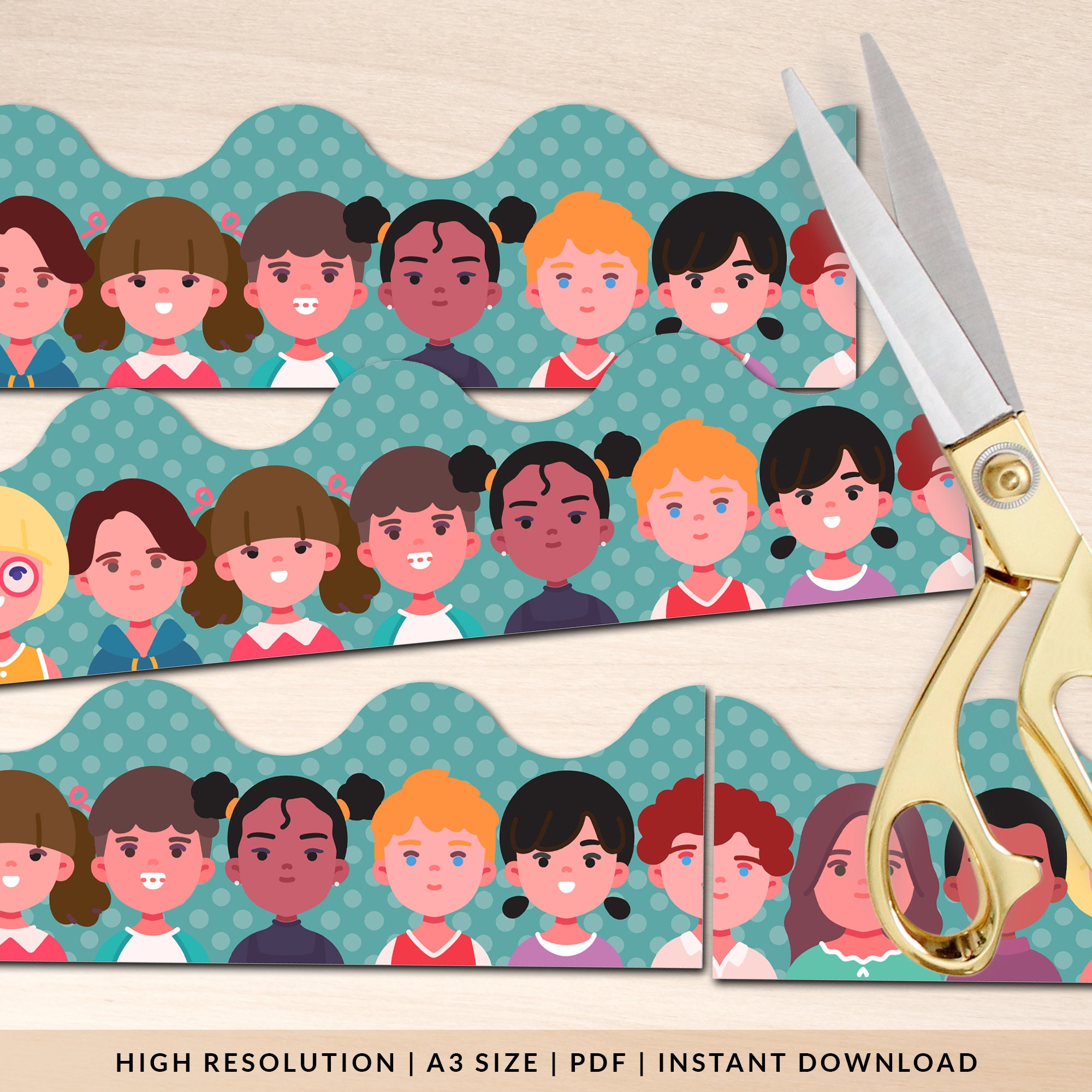 Happy Children Classroom Bulletin Board Borders | 5 Designs | Diversity ...