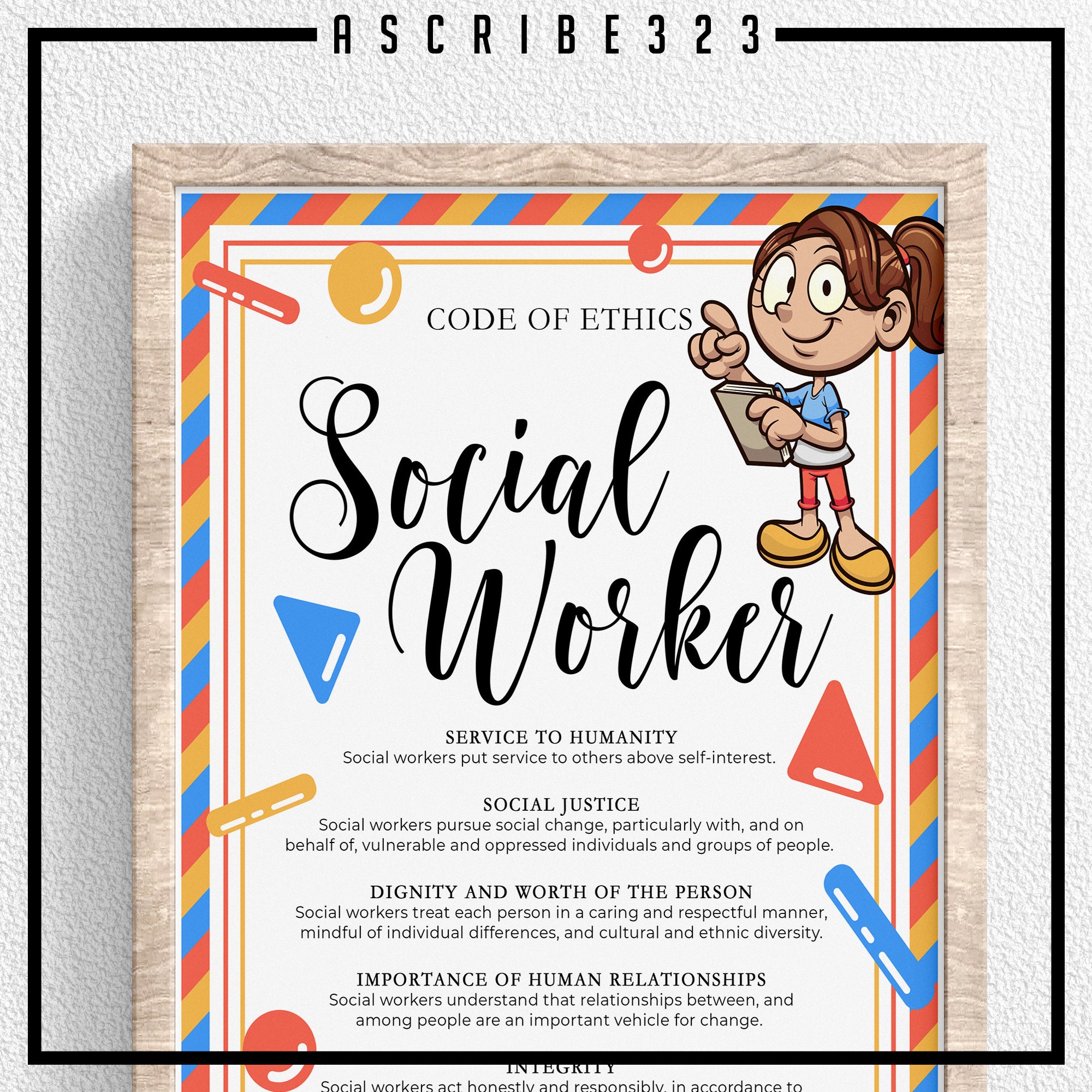 Code of Ethics School Social Worker Print, Medical Social Worker, Case ...