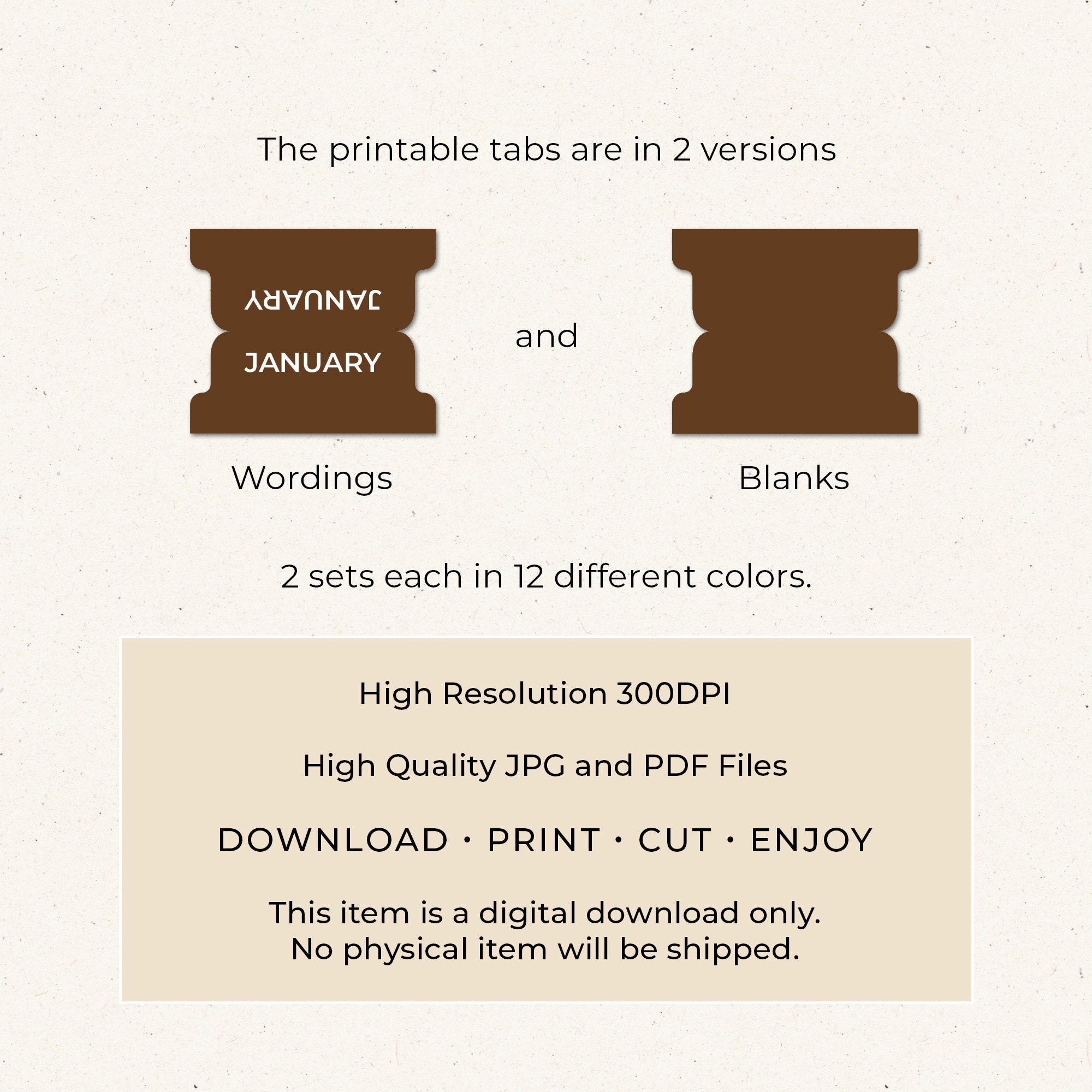 Coffee Palette Printable Monthly Tabs Colorful Divider Tabs | Etsy