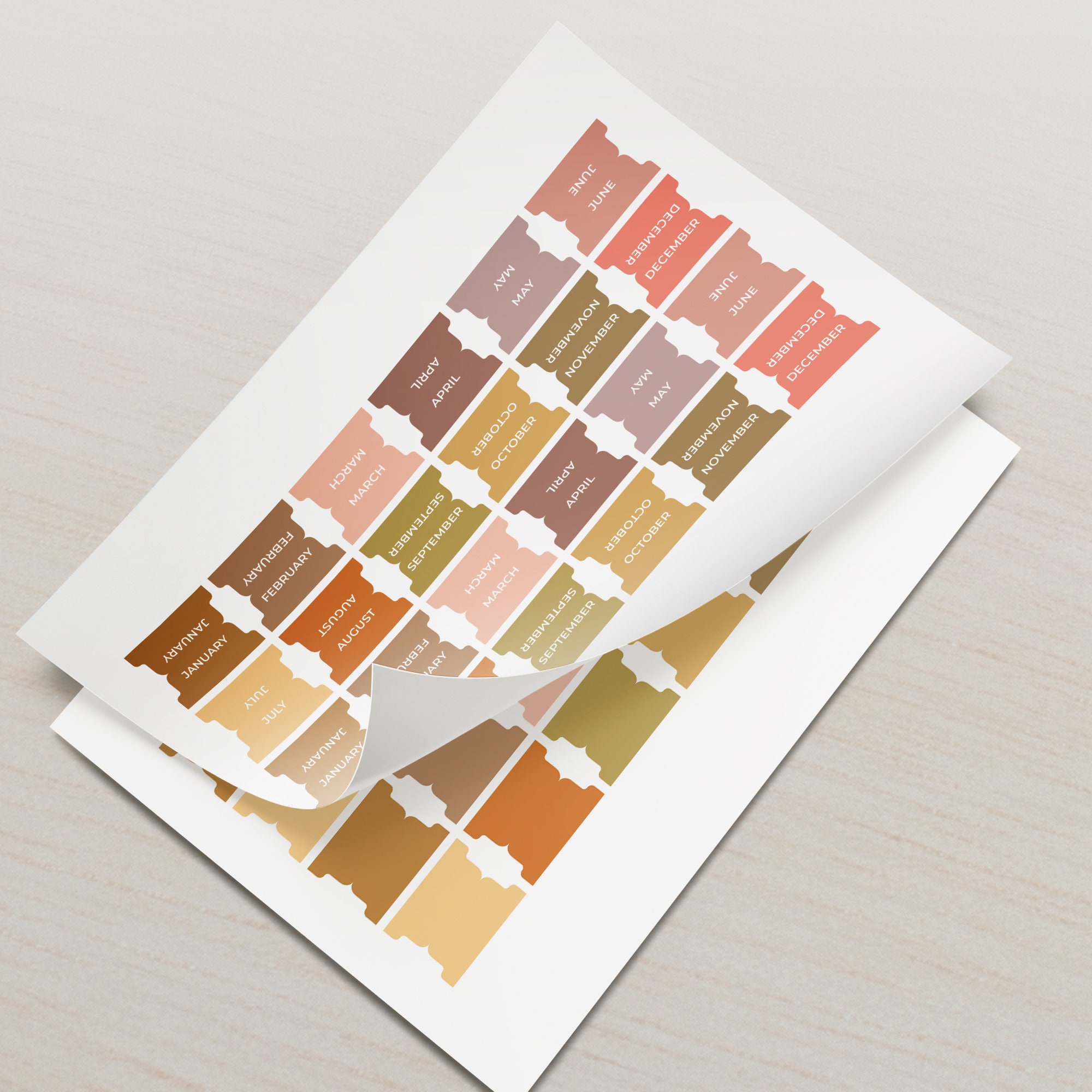 Earth Tone Palette Monthly Tabs Colorful Printable Divider | Etsy