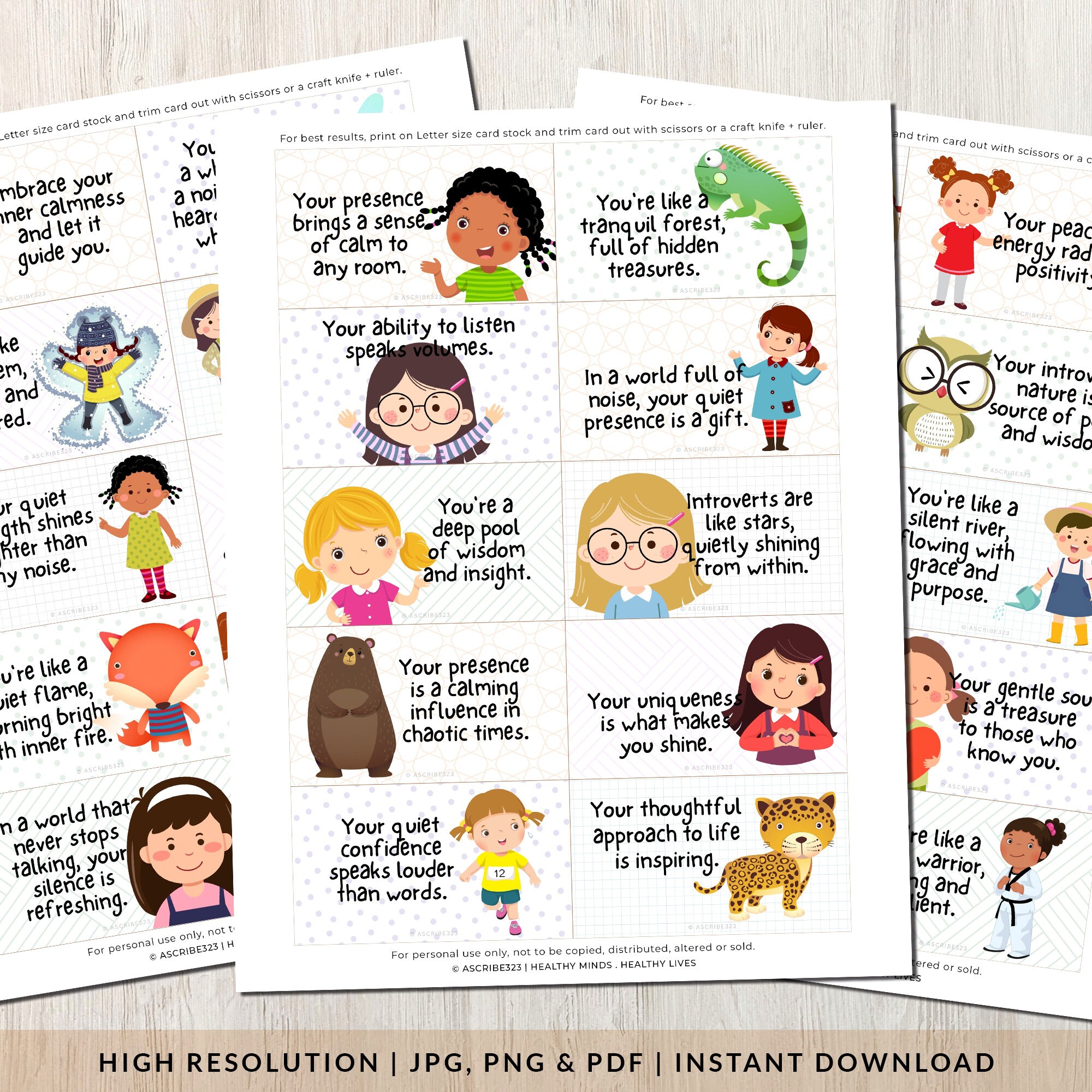 Positive Notes Introvert Girl Lunch Box Notes Set of 30 Printable ...