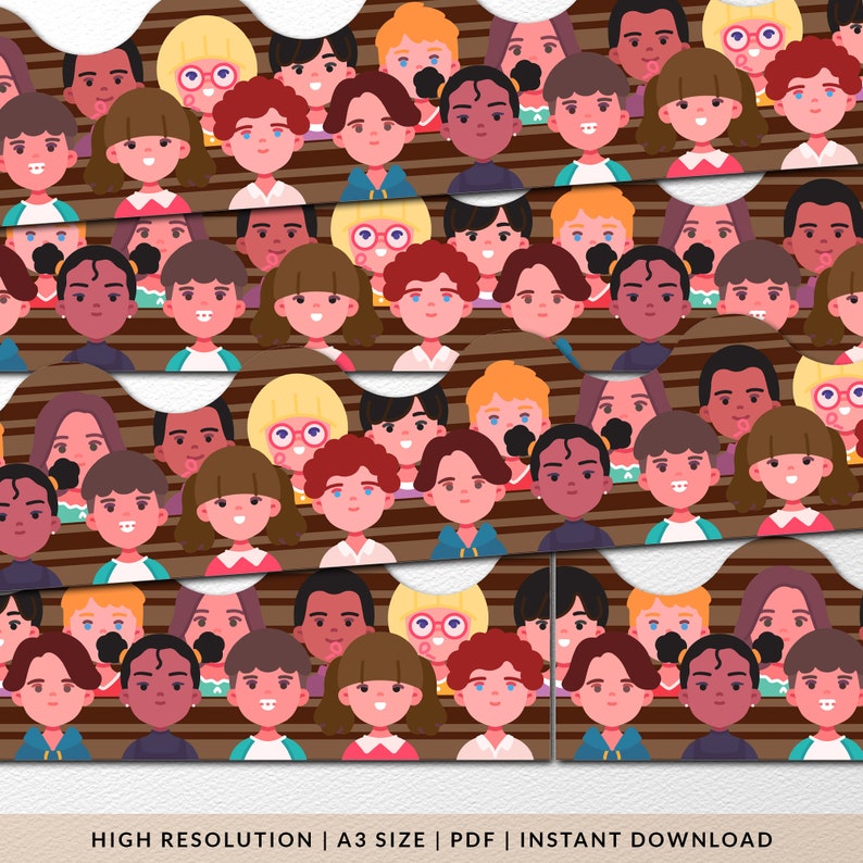 Happy Children Classroom Bulletin Board Borders | 5 Designs | Diversity ...
