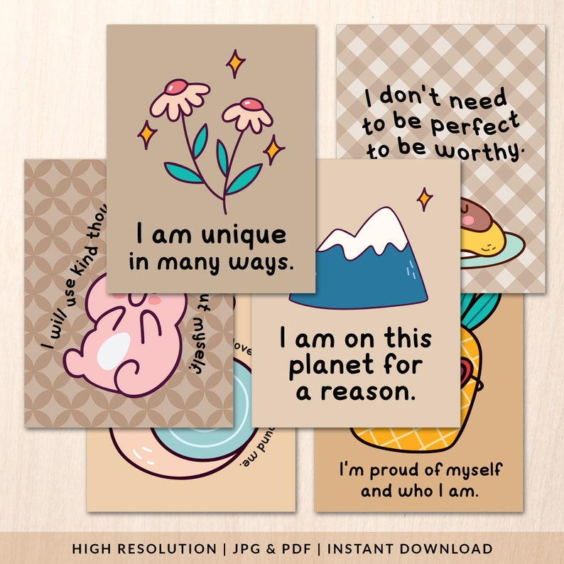Self-love Affirmation Printable Cards for Kids - Set of 30 | Positive ...