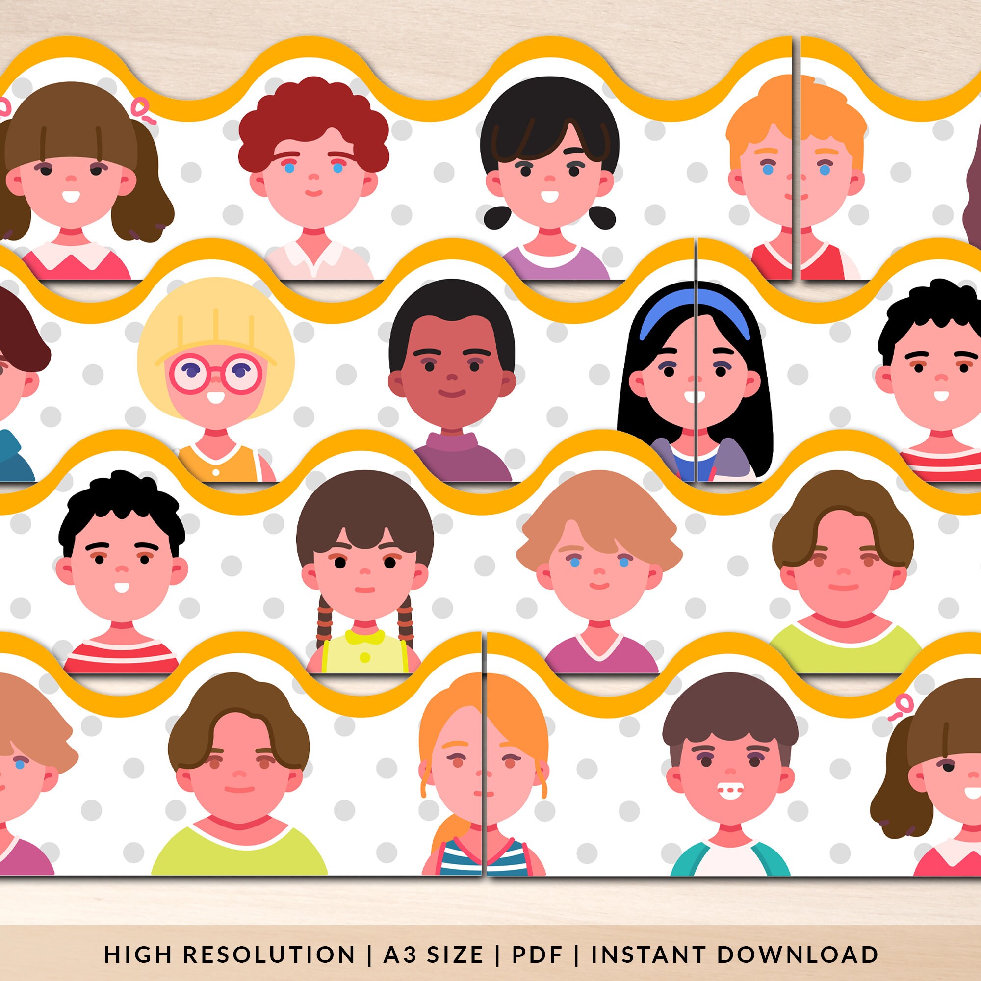 Happy Children Classroom Bulletin Board Borders | 5 Designs | Diversity ...