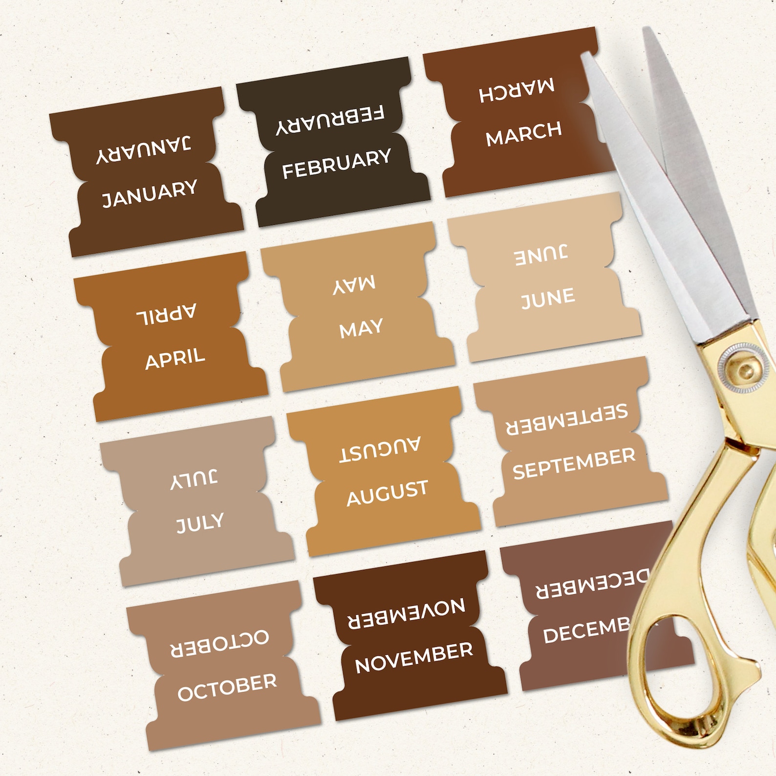 Coffee Palette Printable Monthly Tabs Colorful Divider Tabs | Etsy