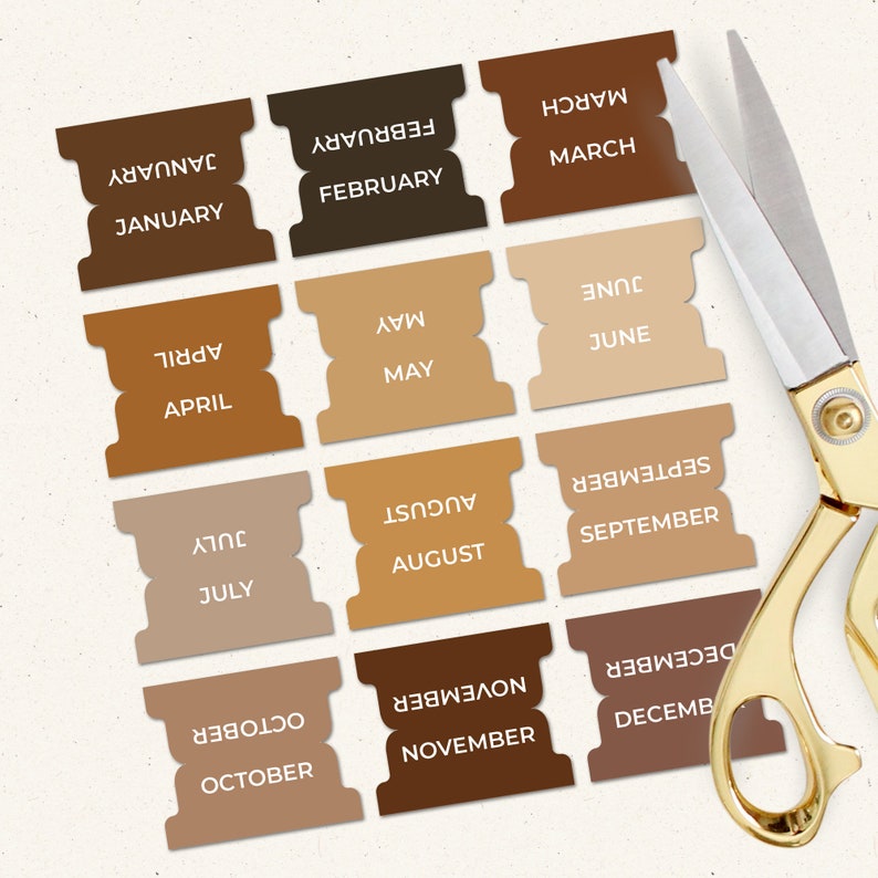 Coffee Palette Printable Monthly Tabs Colorful Divider Tabs | Etsy
