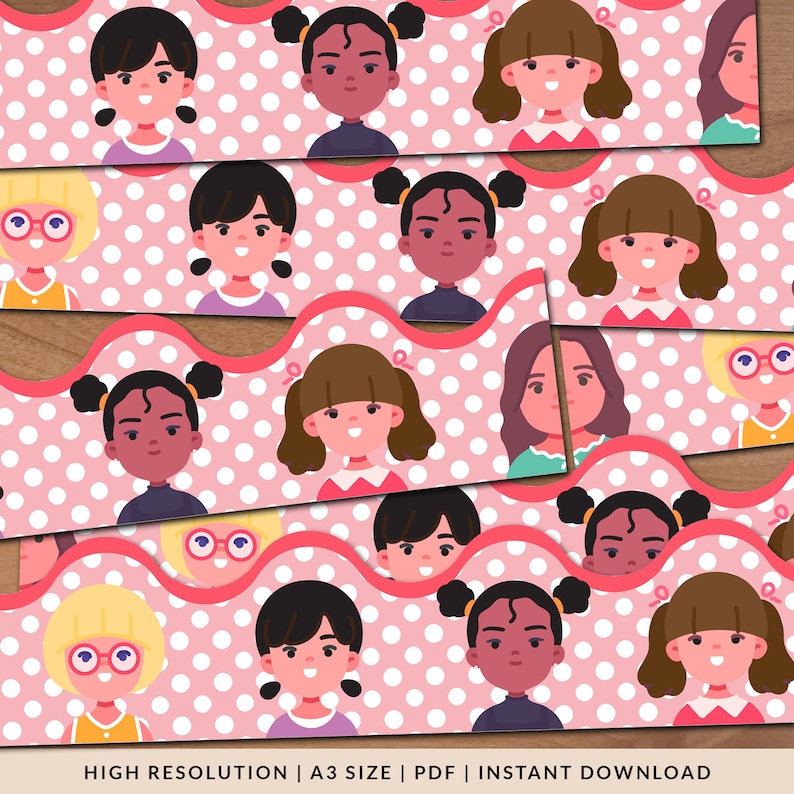 Happy Children Classroom Bulletin Board Borders | 5 Designs | Diversity ...