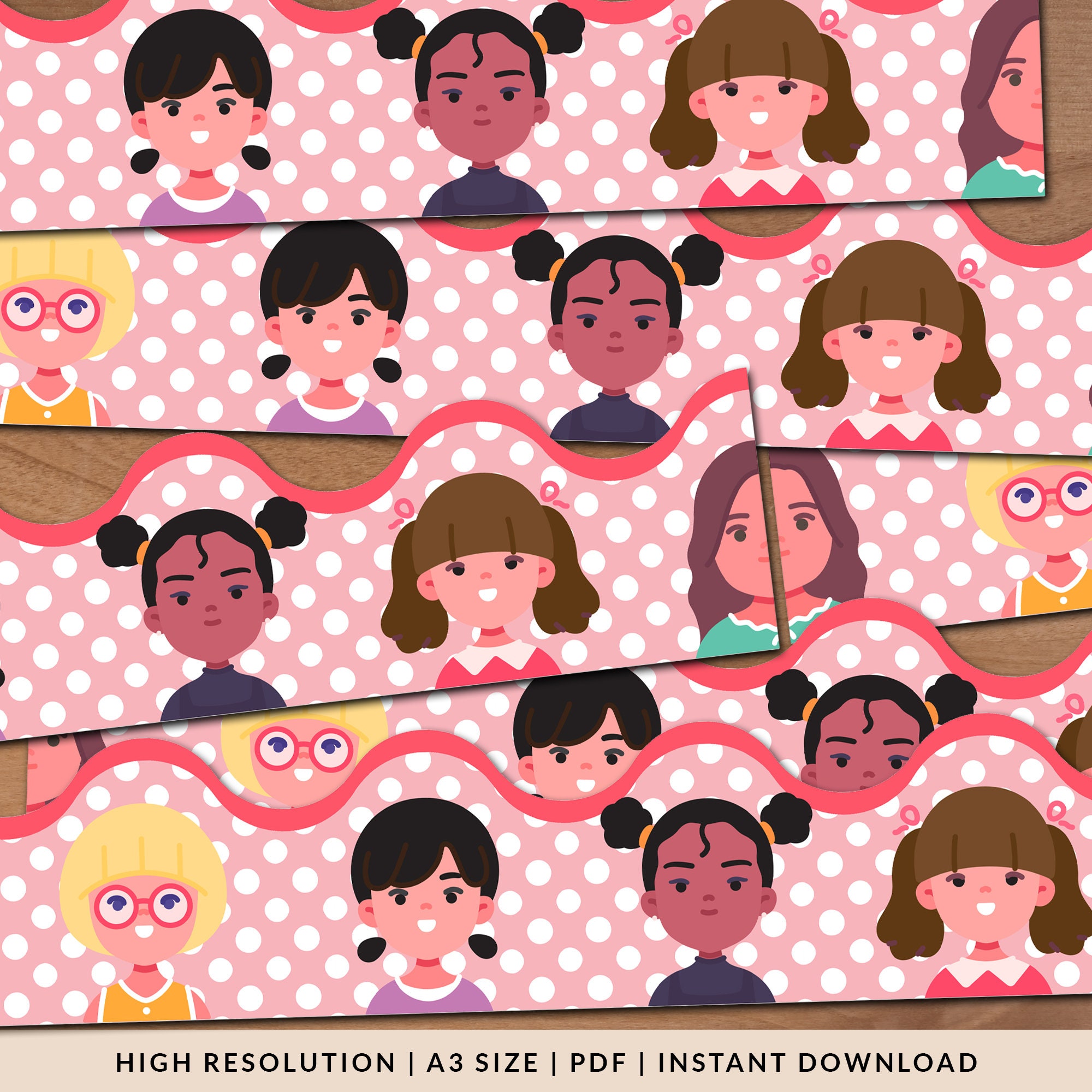 Happy Children Classroom Bulletin Board Borders | 5 Designs | Diversity ...