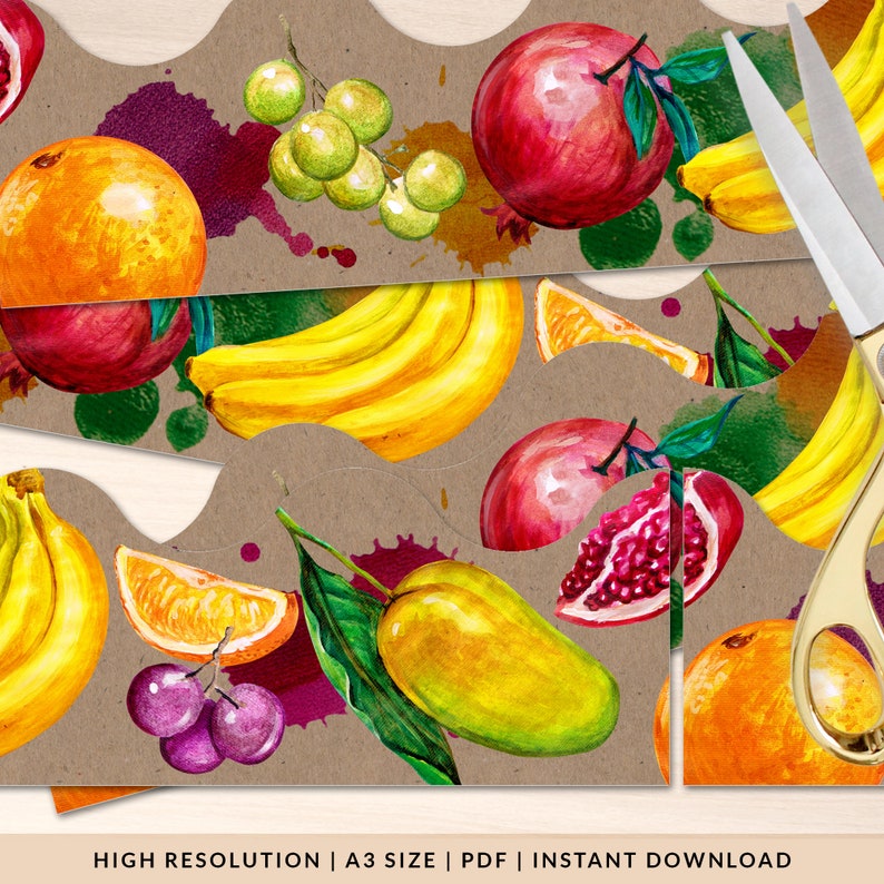 So Fruity Bulletin Board Borders | 5 Designs | Banana, Apple, Cherry ...