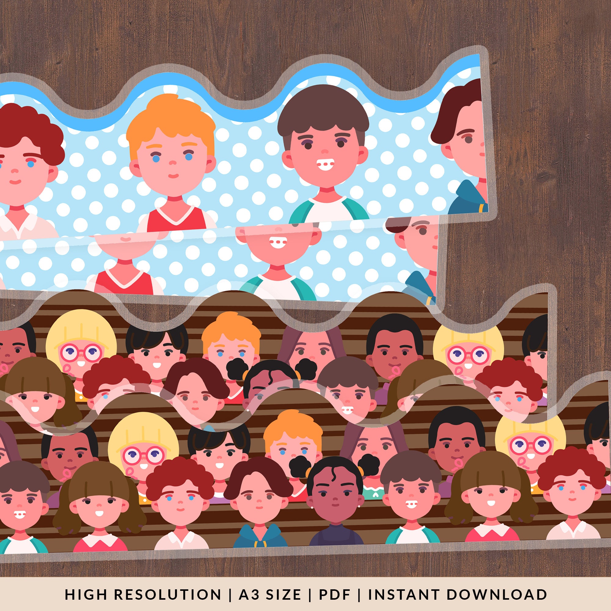 Happy Children Classroom Bulletin Board Borders | 5 Designs | Diversity ...