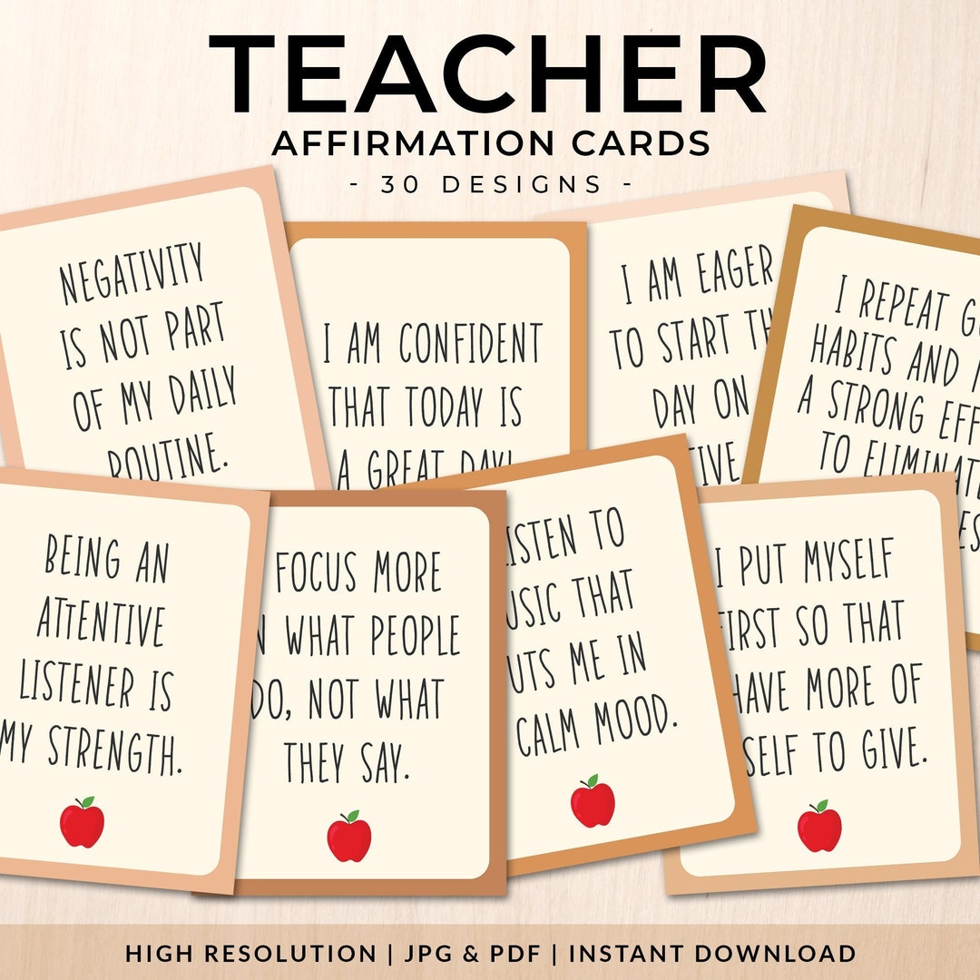 Teacher Affirmation Printable Cards - Set of 30 | Teacher Gift ...
