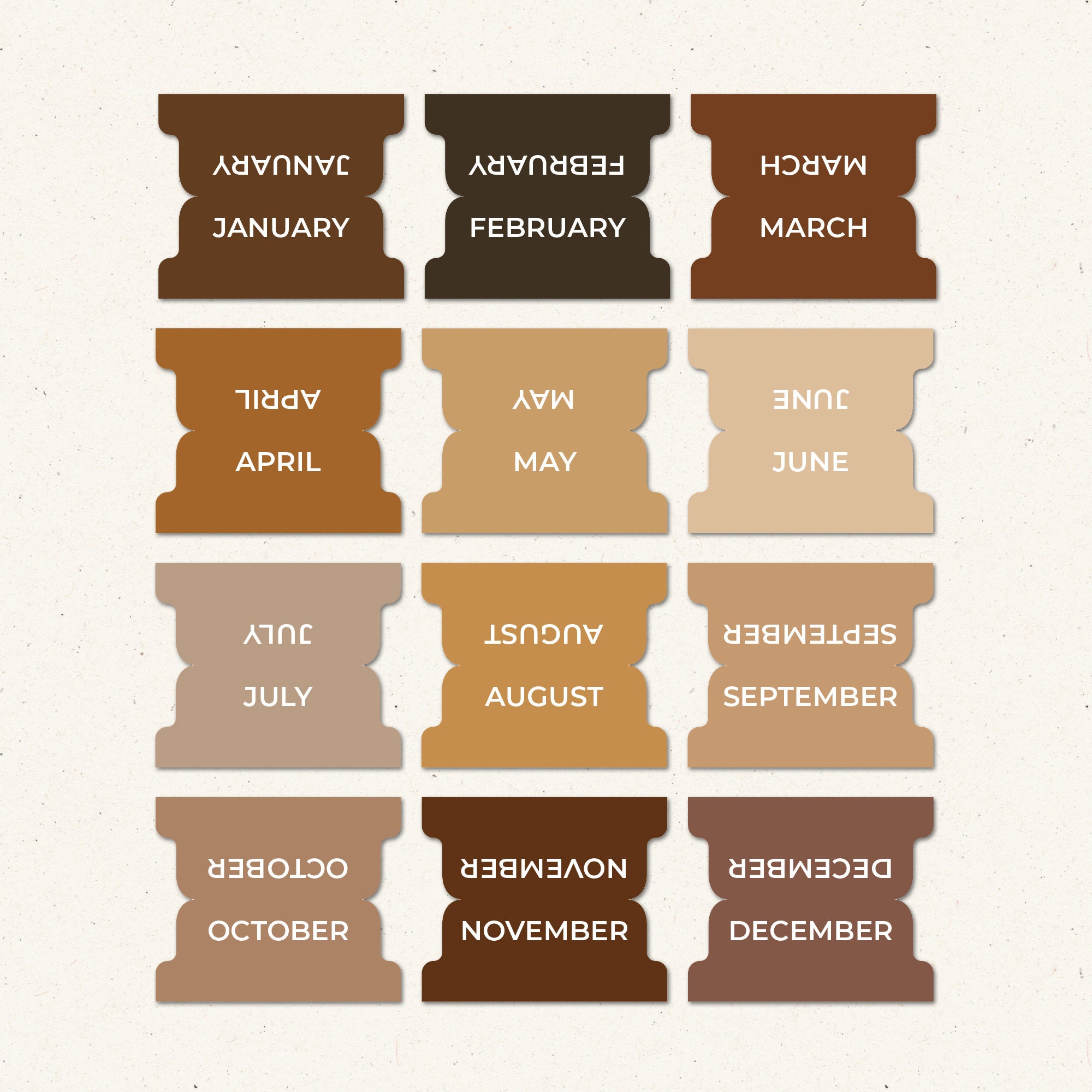 Coffee Palette Printable Monthly Tabs Colorful Divider Tabs | Etsy