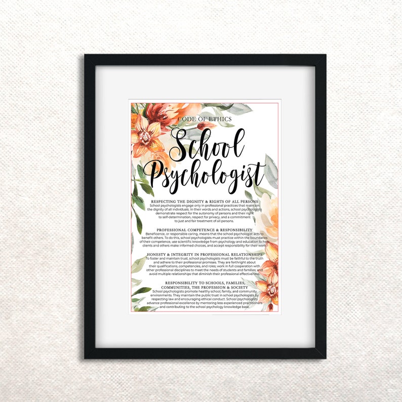 School Psychologist Code of Ethics Psychologist Poster Wall - Etsy
