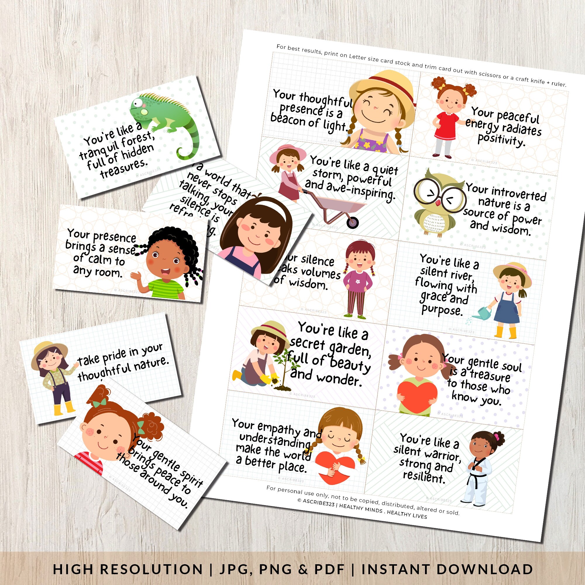 Positive Notes Introvert Girl Lunch Box Notes Set of 30 Printable ...