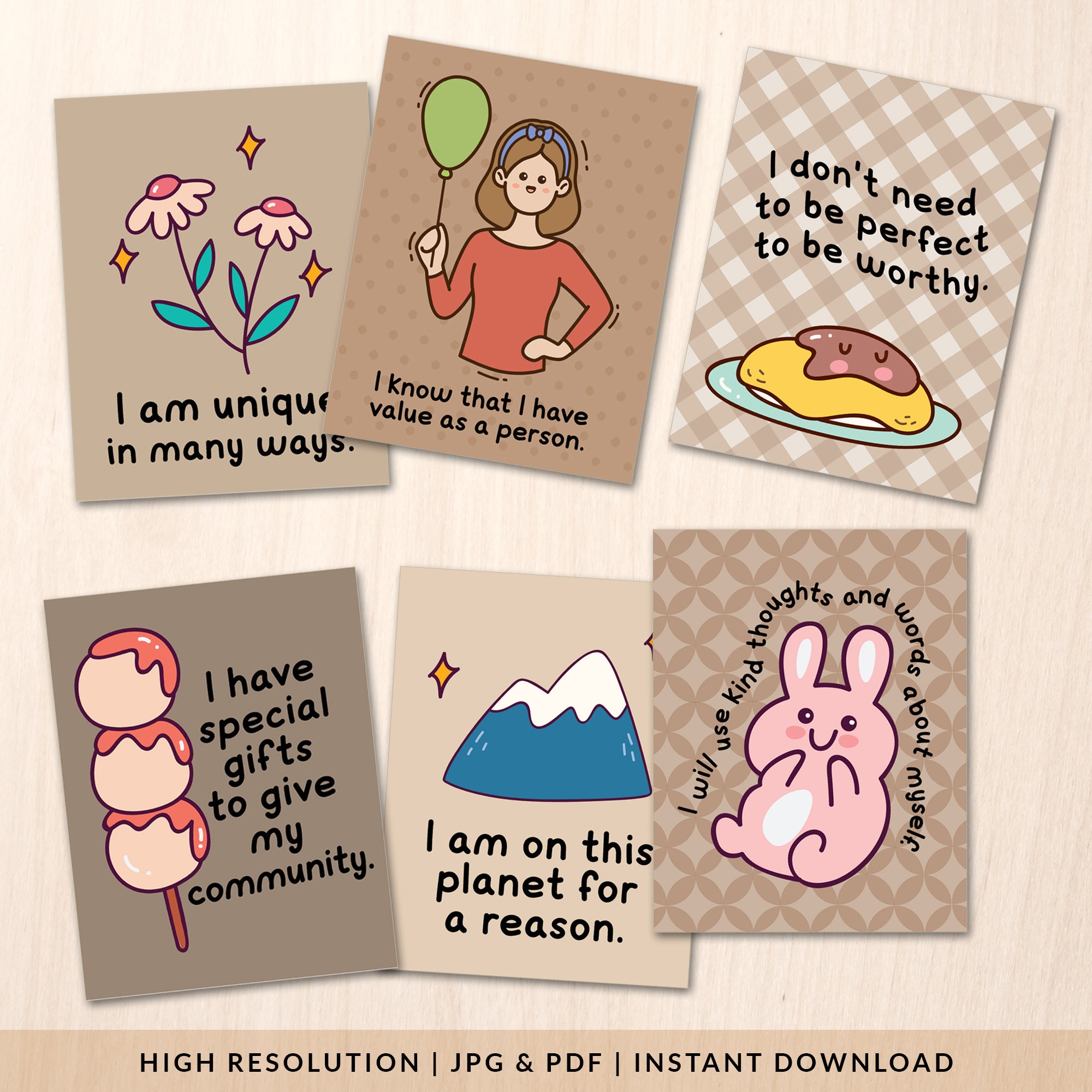 Self-love Affirmation Printable Cards for Kids - Set of 30 | Positive ...