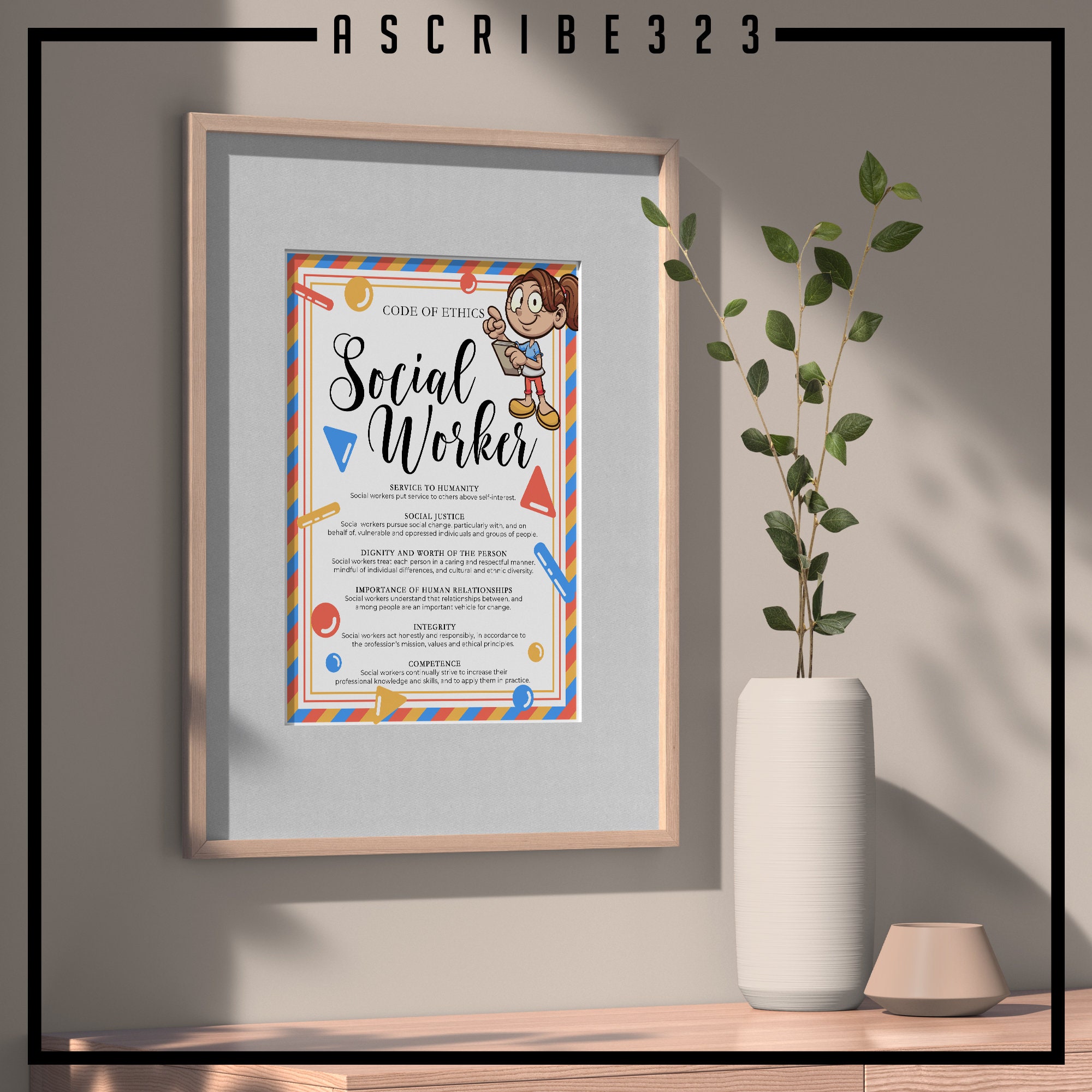 Code of Ethics School Social Worker Print, Medical Social Worker, Case ...